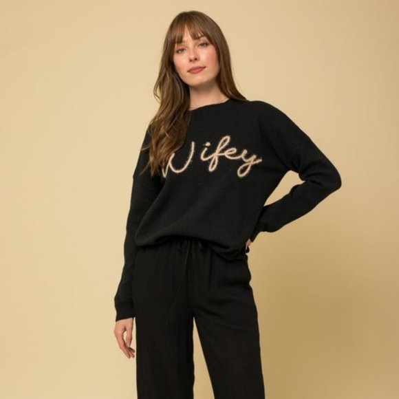 Gilli | Sweaters | Gilli Full Size Wifey Graphic Pullover Sweater ...